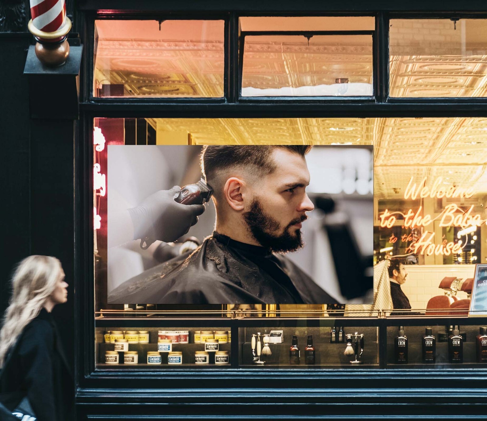 3D Man Hair Cut O126 Barber Shop Window Stickers Vinyl Wallpaper Wall ...