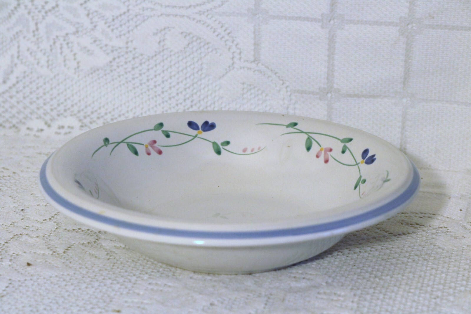 HEARTHSIDE ALLEGRO STONEWARE INDONESIA Blue Pink 8 1/4"d Soup Bowls Set ...