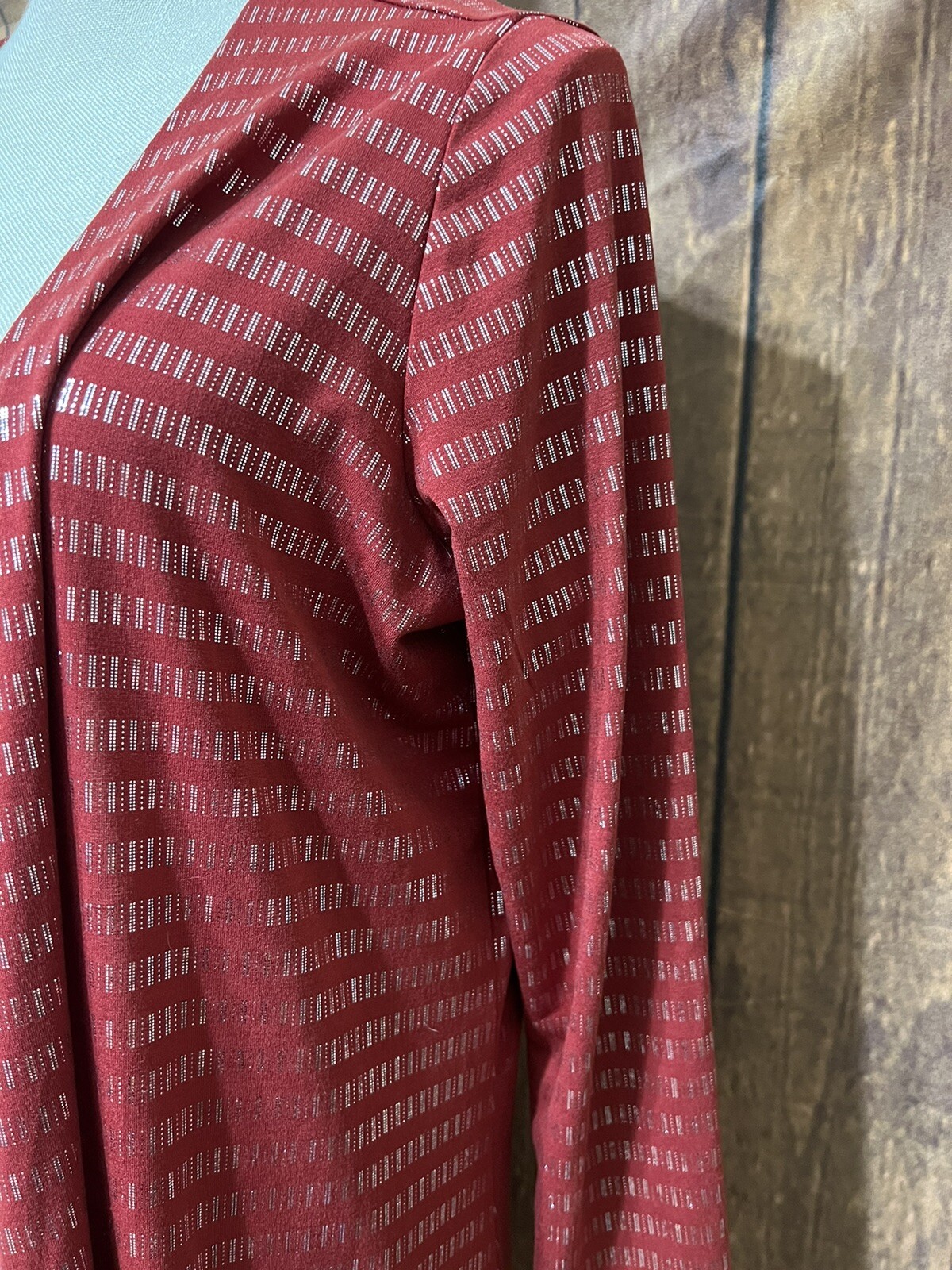 Lularoe Sweater Cover Up, Red and Metallic Silver, Size Large | eBay