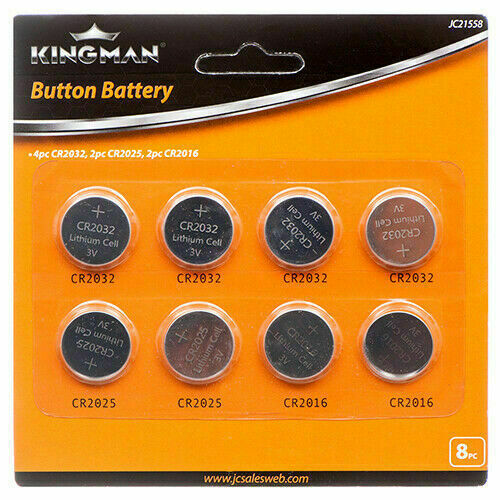 8 Assorted BUTTON BATTERY Cell Lithium Coin CR2032 CR2025 CR2016 ...
