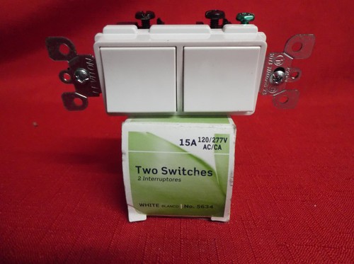 LEVITON 5634 Dual Electrical Switch 15A 120/277V AC/CA5634 WHITE | eBay