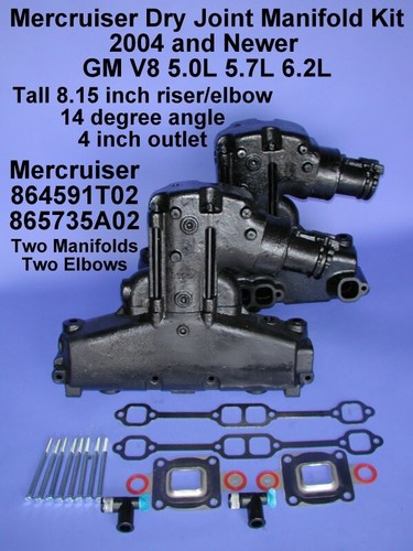 MERCRUISER DRY JOINT EXHAUST MANIFOLD KIT V8 865735A02 864591T02 2004 ...