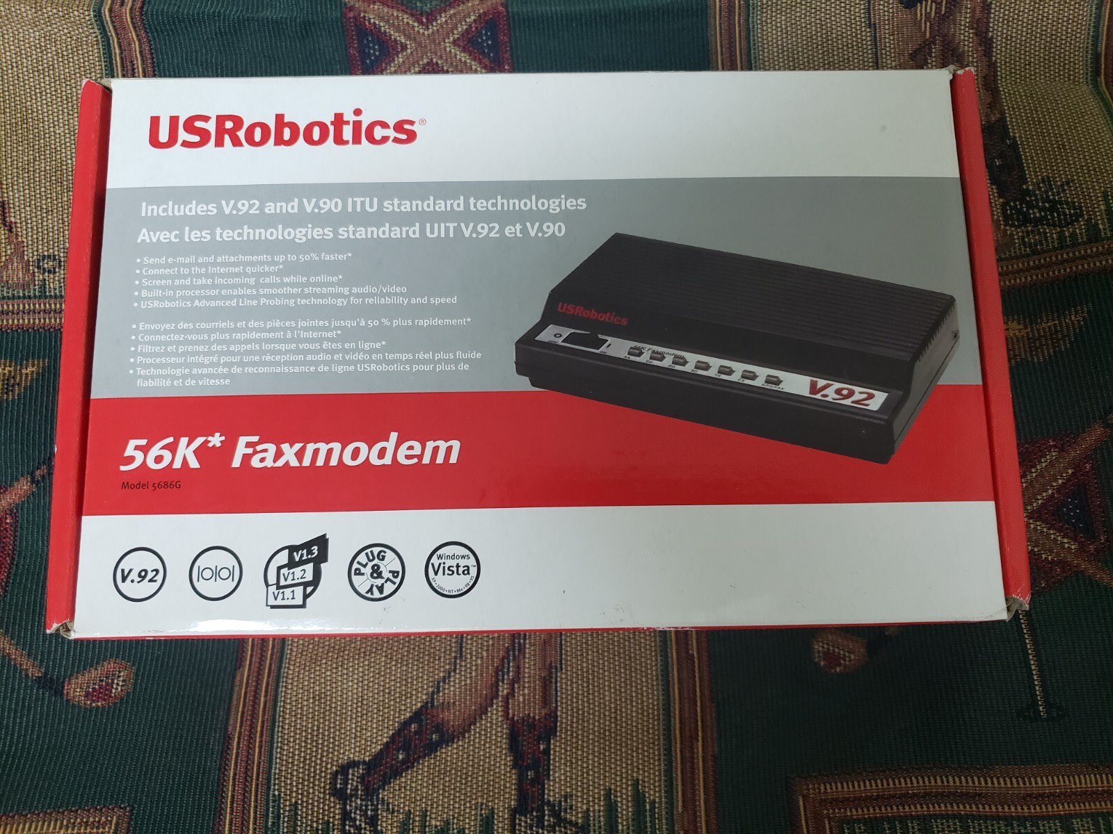 US Robotics 56K V.92 and V.90 Mod. USR5686G External Modem + Fax ...