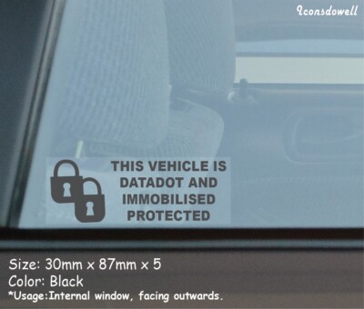 5 VEHICLE ALARMED IMMOBILISED Car Security Stickers Anti Theft Decal ...