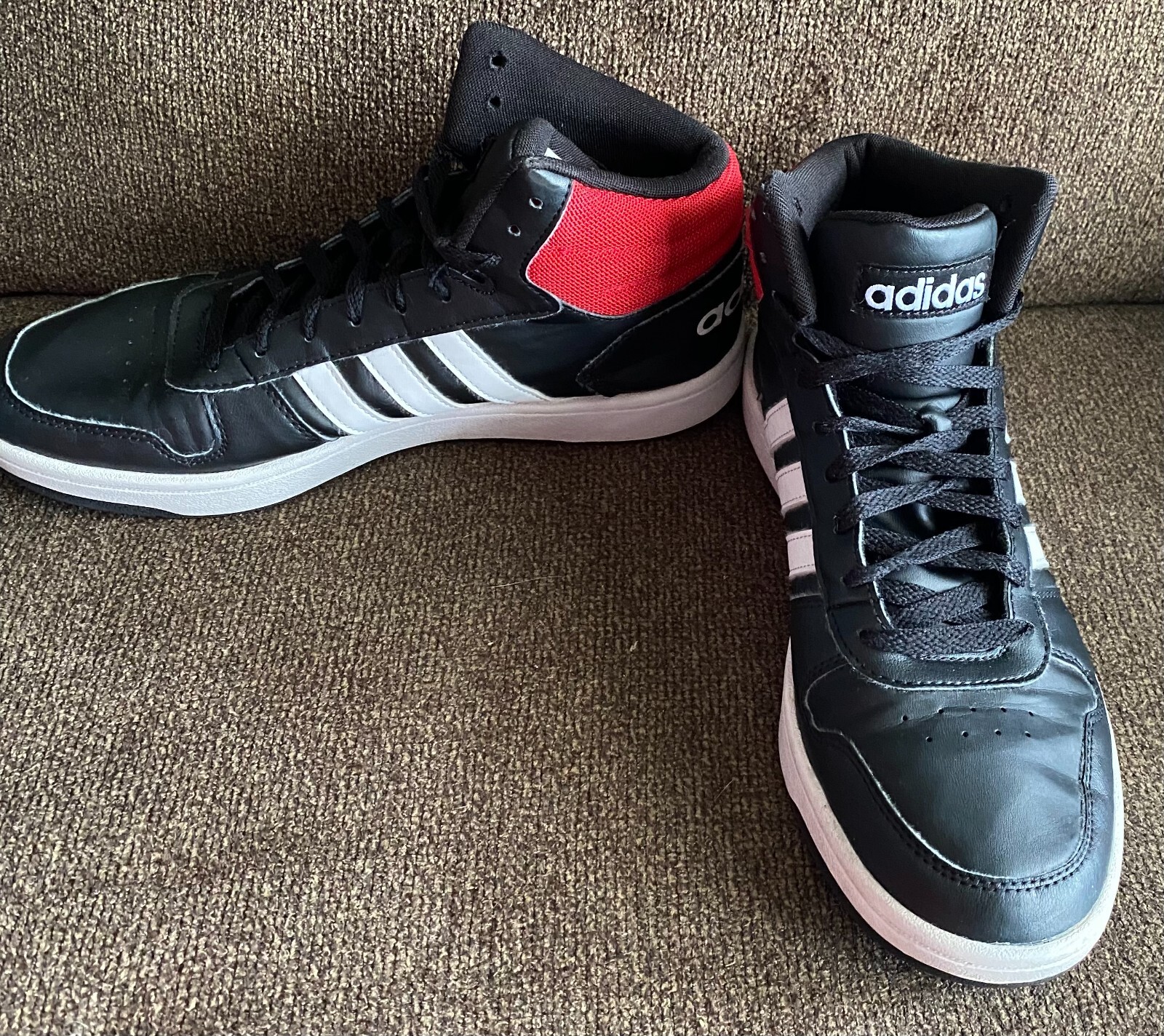 Size+9.5+-+adidas+Hoops+2.0+Mid+Core+Black+Scarlet for sale online | eBay