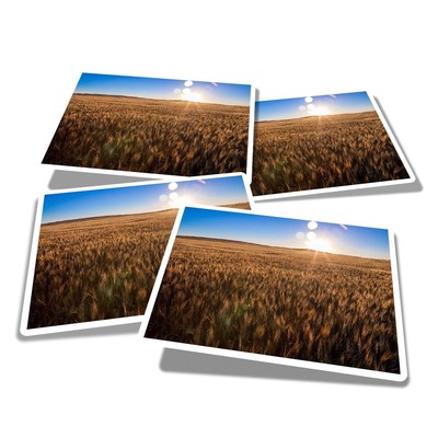 4x Vinyl Stickers Wheat Fields Farm Farming North Dakota #53557 | eBay UK