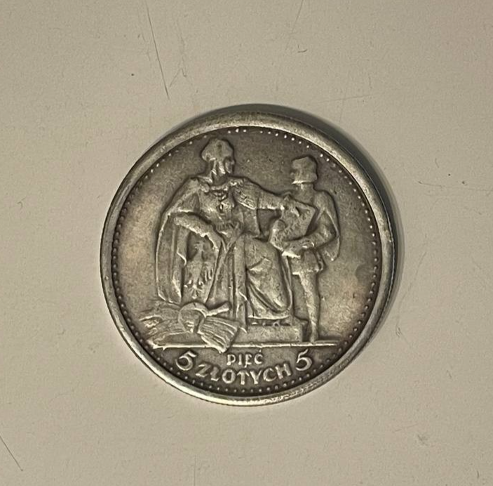 SILVERED RECOIN - 5 ZLOTYCH 1925 "RIM OF 81 DOTS" - REPUBLIC OF POLAND ...