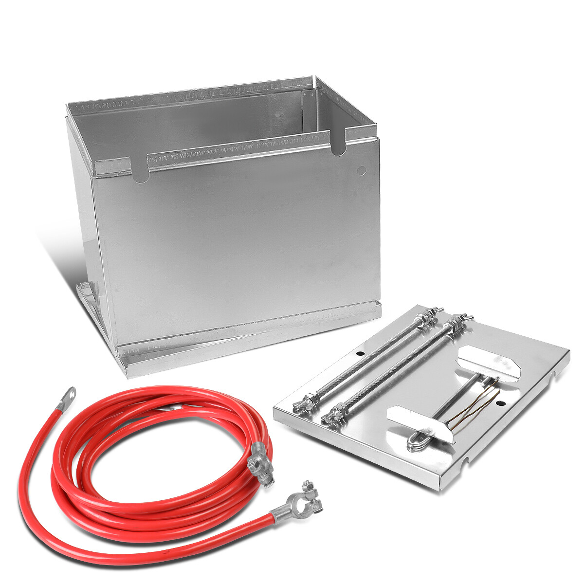 Aluminum Battery Box Relocation Kit w/2-Gauge Cable Wire 13.5"W X 9.5"D ...