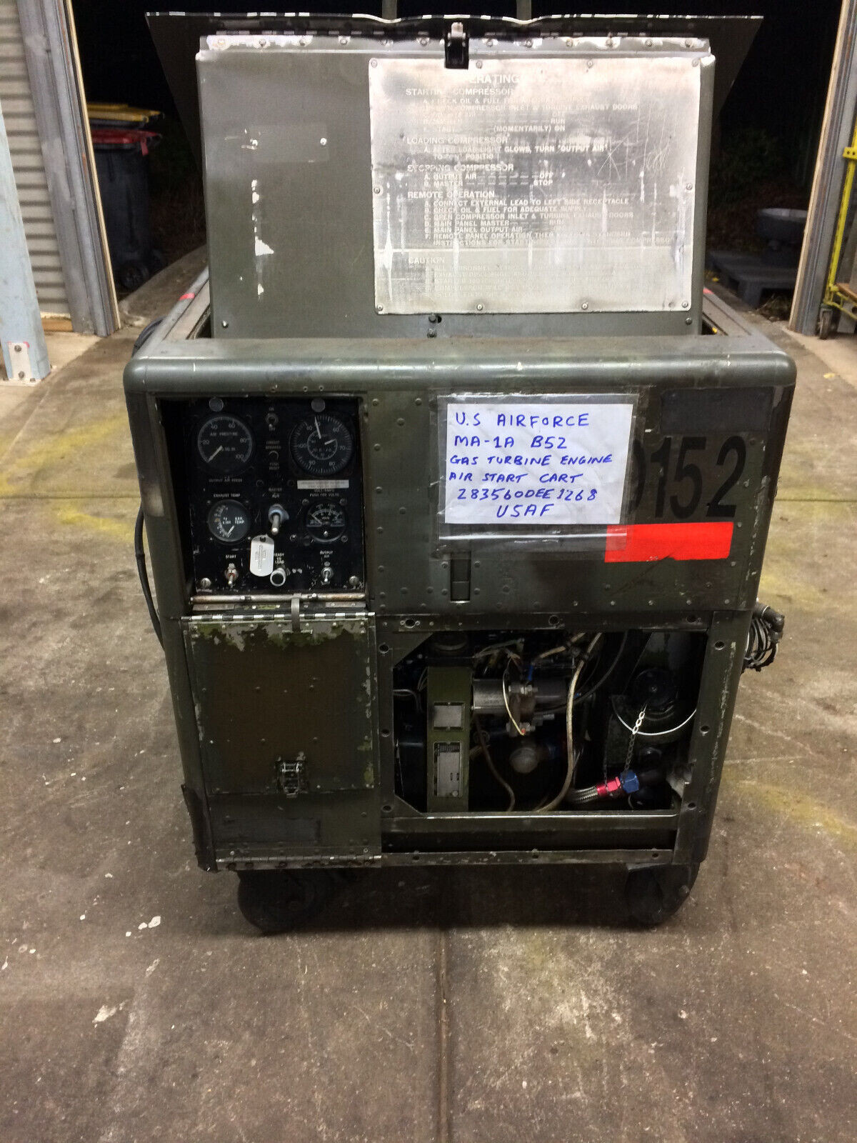 USAF GARRETT AIRESEARCH MA1A AIRCRAFT AIR START CART GAS TURBINE ENGINE ...