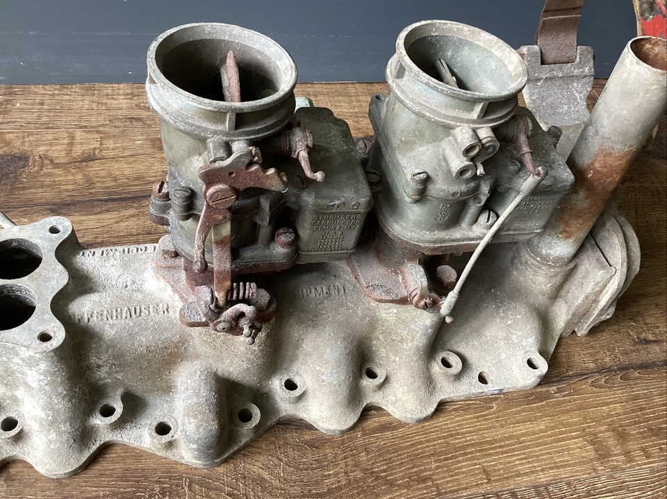 Offenhauser Intake Manifold 3 Carbs Ford Flathead V8 1949-53 Stromberg ...