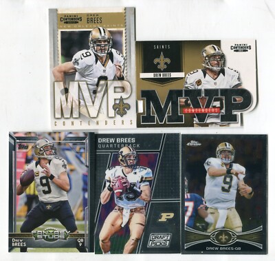 Drew Brees 5 Football Card Lot NEW ORLEANS SAINTS CHARGERS PURDUE (LOT ...