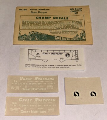 CHAMP HO DECAL-GREAT NORTHERN/GN OPEN HOPPER-RED w/WHITE LETTERING - # ...