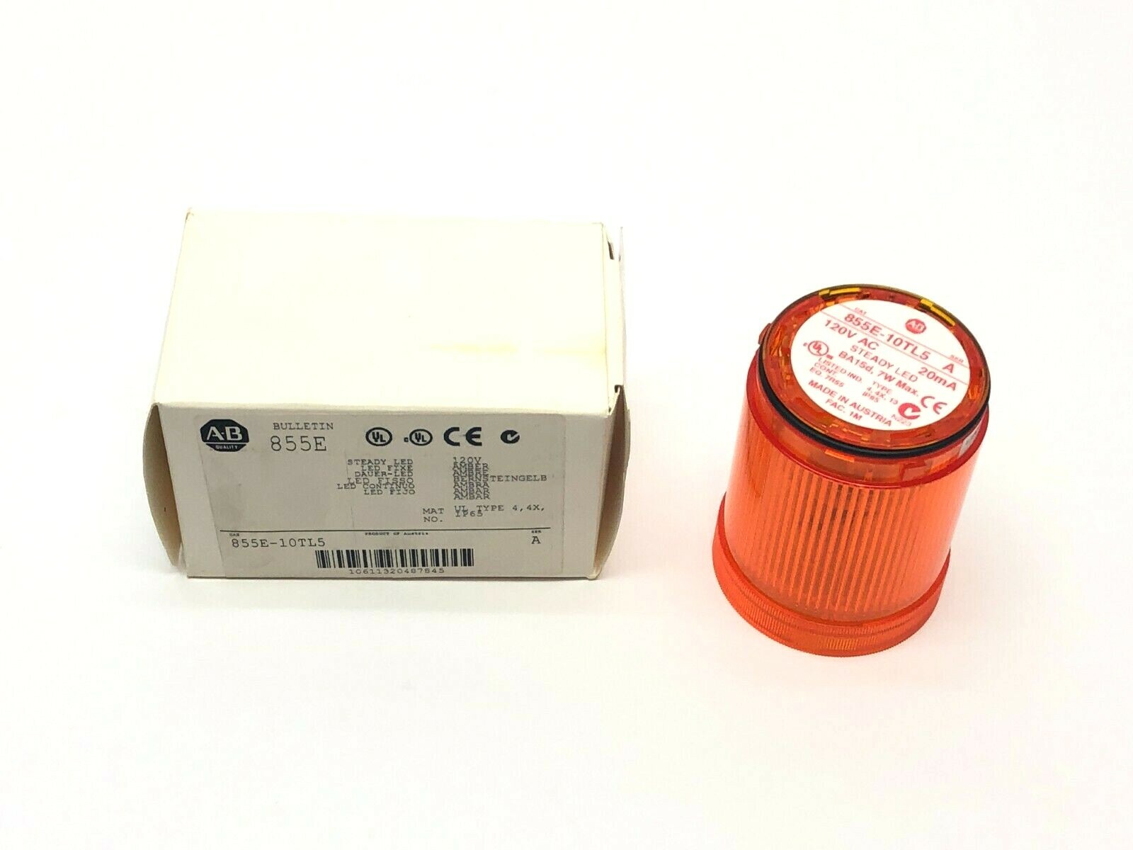 Allen Bradley 855E-10TL5 Ser. A Stack Light 120VAC/DC LED Type Steady ...