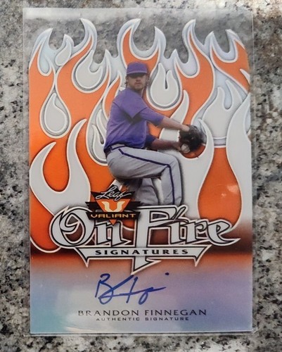 2014 Leaf Valiant Draft On Fire Orange Parallel #OFBF1 Brandon Finnegan ...
