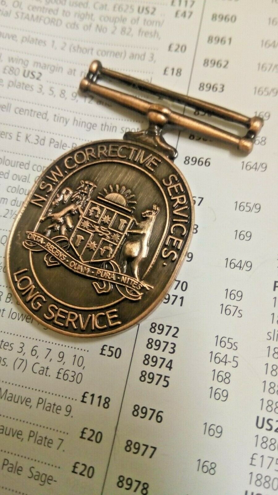NSW CORRECTIVE SERVICE - MERITORIOUS 20 YEARS LONG SERVICE MEDAL (41a ...