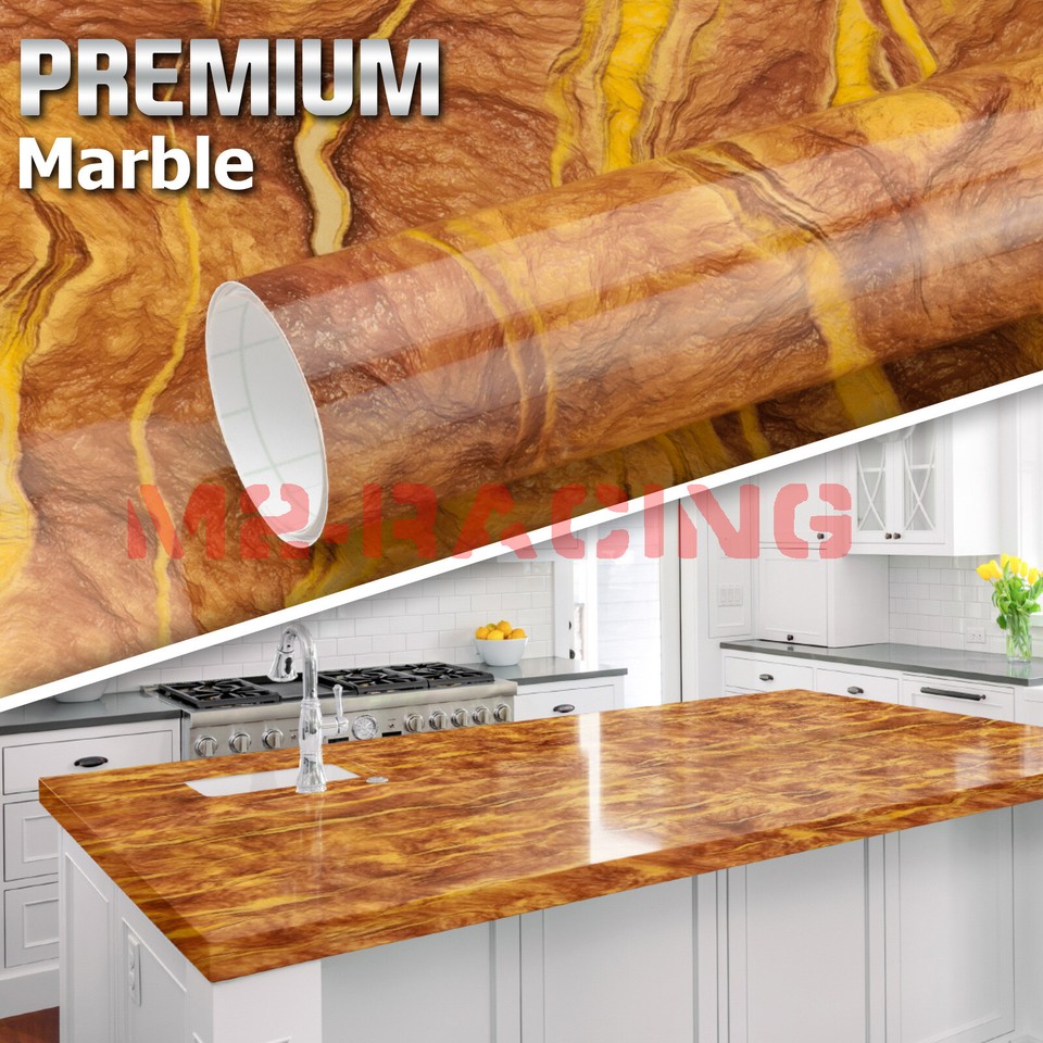 Gloss / Matte Marble Granite Effect Vinyl Wrap Self Adhesive Counter ...