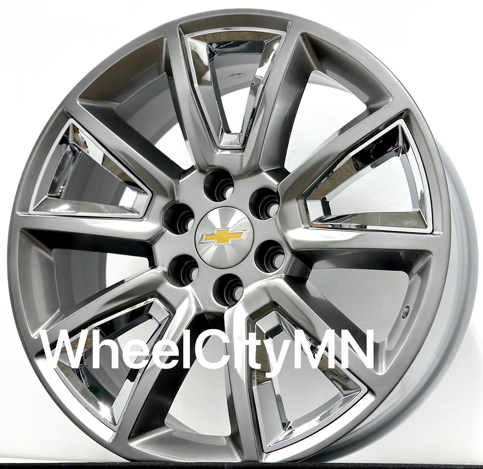 20" hyper silver chrome OE replica 5696 rims fits 2023 Chevy Tahoe LTZ ...