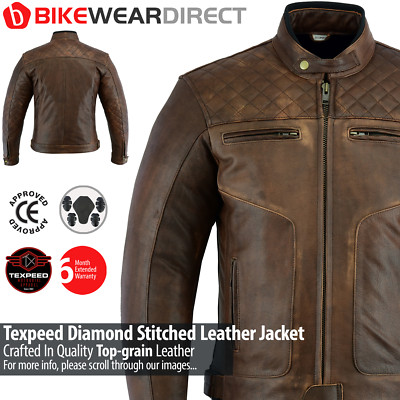 Leather Motorbike Motorcycle Jacket Touring Brown With Genuine CE Biker ...