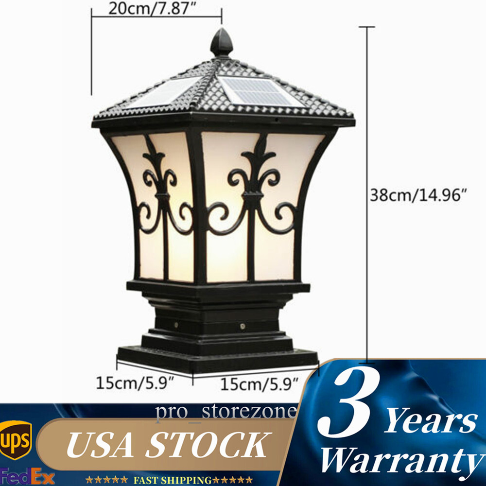 Solar Powered Outdoor LED Pillar Lamp Post Light For Garden Lighting ...