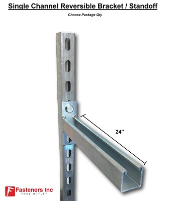 24" Single Channel Reversible Bracket Standoff for Unistrut Strut Solid ...