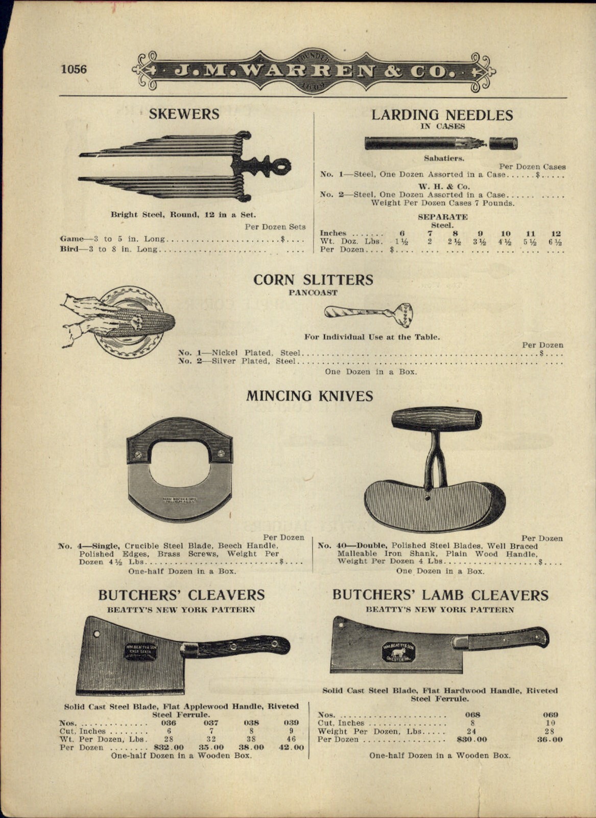 1916 PAPER AD Beatty Butcher Cleaver Lamb Splitter Pattern Mincing ...