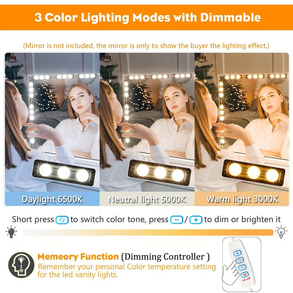 13Ft LED Mirror Strip Lights for Vanity Makeup Table Bathroom Mirror | eBay