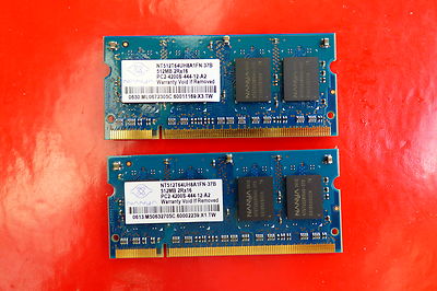 1GB (2 x 512MB) Nanya PC2-4200 533MHz 200Pin DDR2 Laptop Ram Memory ...