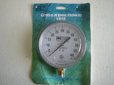 Weiss 4CTS-060-4LPO 60 PSI 1/4" NPT Pressure Gauge stainless steel case ...