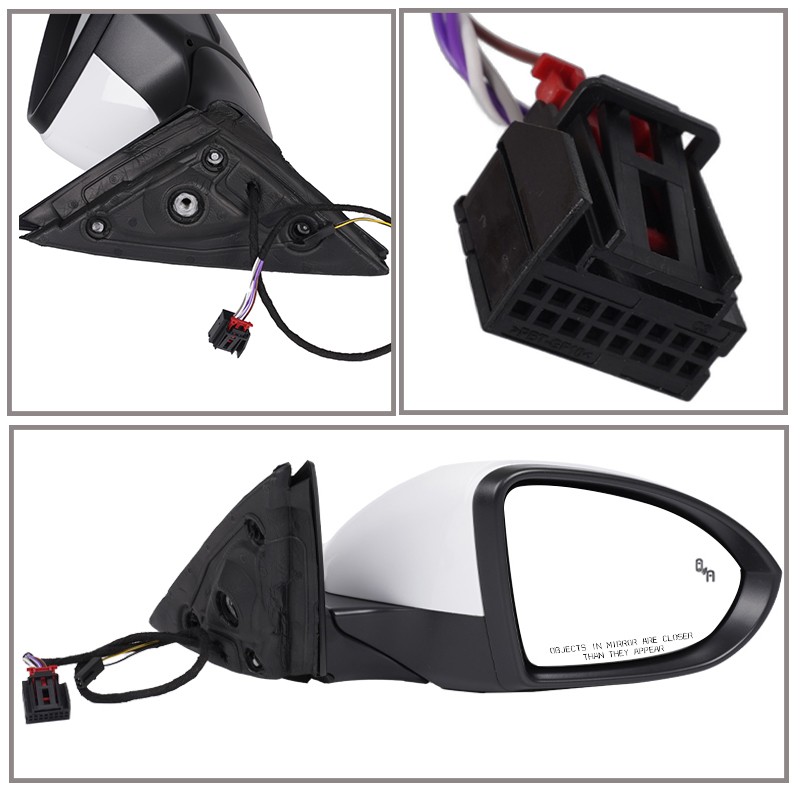 White Right Side Heated Mirror Power Adjust & Blind Spot for 2019-2023 ...