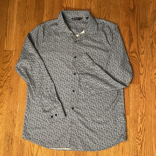 Travis Mathew Size L Country Mile Long Sleeve Blue Geometric Button ...