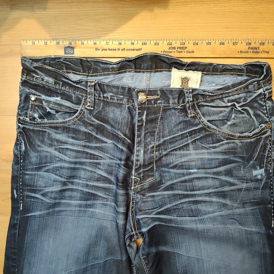 Monarchy Mens Straight Leg Baggy Jeans Gray Black Bootstrap Sz 38 X 31 ...