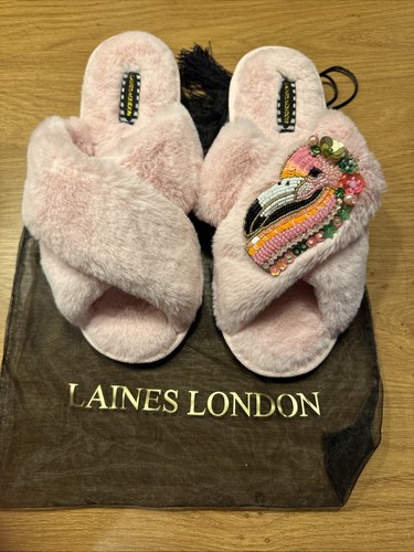 Laines London Pink Fluffy Slippers Women Flamingo Slippers Size 5 Brand ...