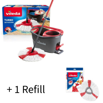 Vileda Easy Wring and Clean Turbo Microfibre Mop and Bucket Set + 1 ...