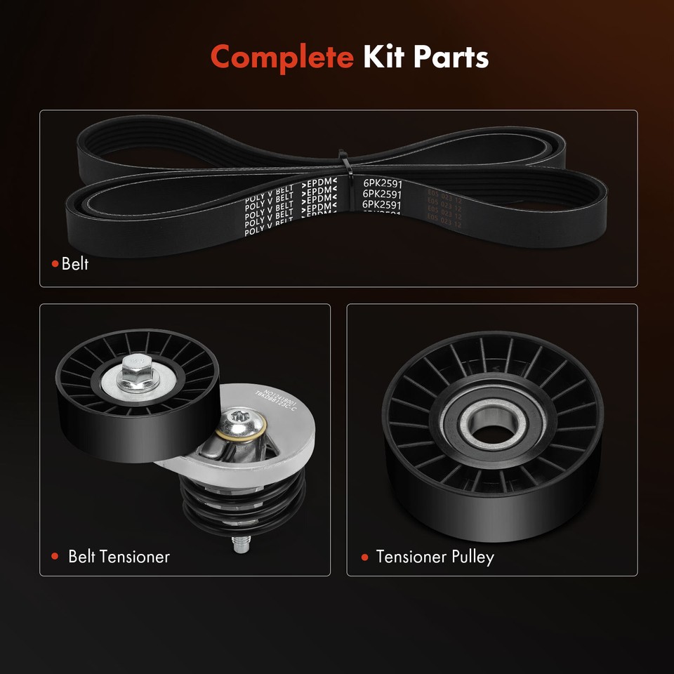 3Pcs Serpentine Belt Drive Component Kit for Ford Bronco F-150 E-150 ...