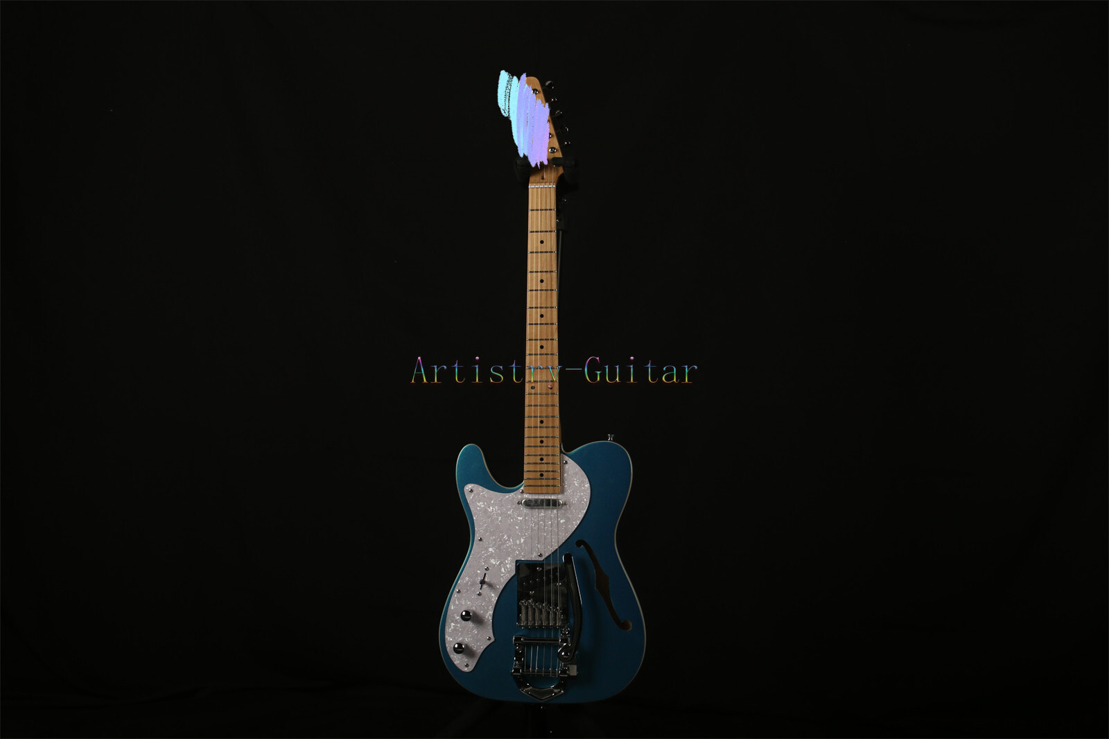 Factory Left-Handed Blue Semi-Hollow Body Telecaster Electric Guitar ...