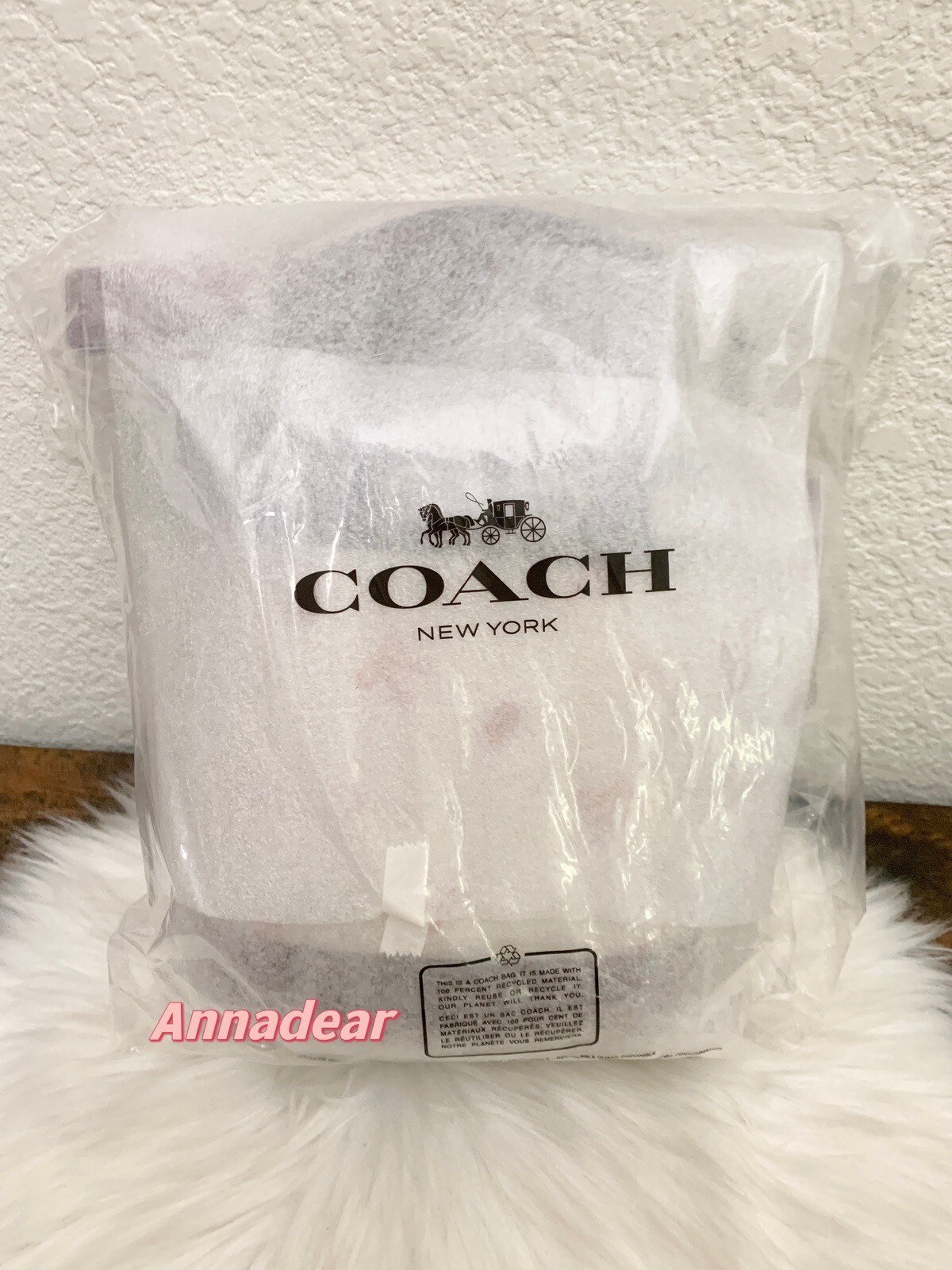 Coach Dempsey Drawstring Bucket Bag 15 With Bow Print In Chalk Wine NWT ...