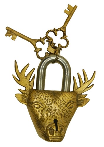 Deer Shape Padlock Antique Victorian Style Handmade Brass Door Lock ...