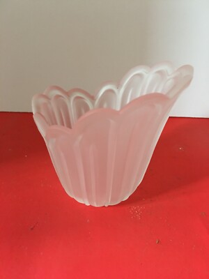 VINTAGE FROSTED SLANTED GLASS SHELL LAMP SHADE | eBay