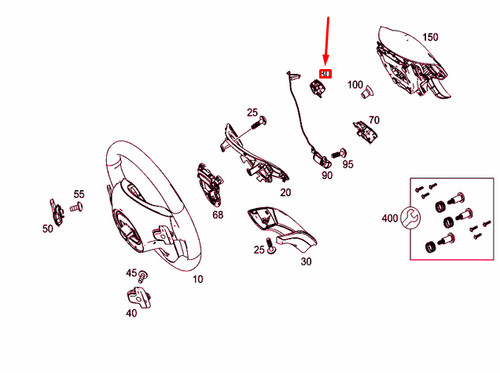 MB CLA COUPE C117 STEERING WHEEL RIGHT SWITCH BLOCK A09990507008R23 NO ...