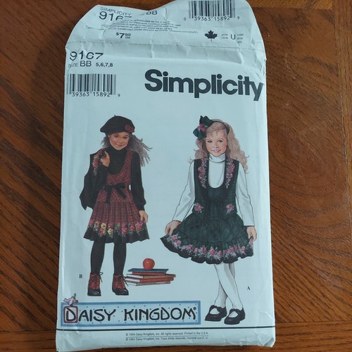Vtg Simplicity#9167 Daisy Kingdom Pattern Jumper & Vest Size 5,6,7,8 ...