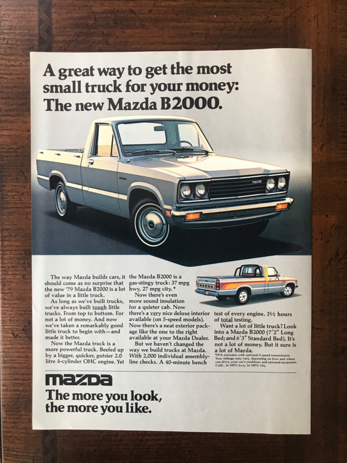 1978 vintage original print ad The Mazda B2000 Pickup Truck | eBay