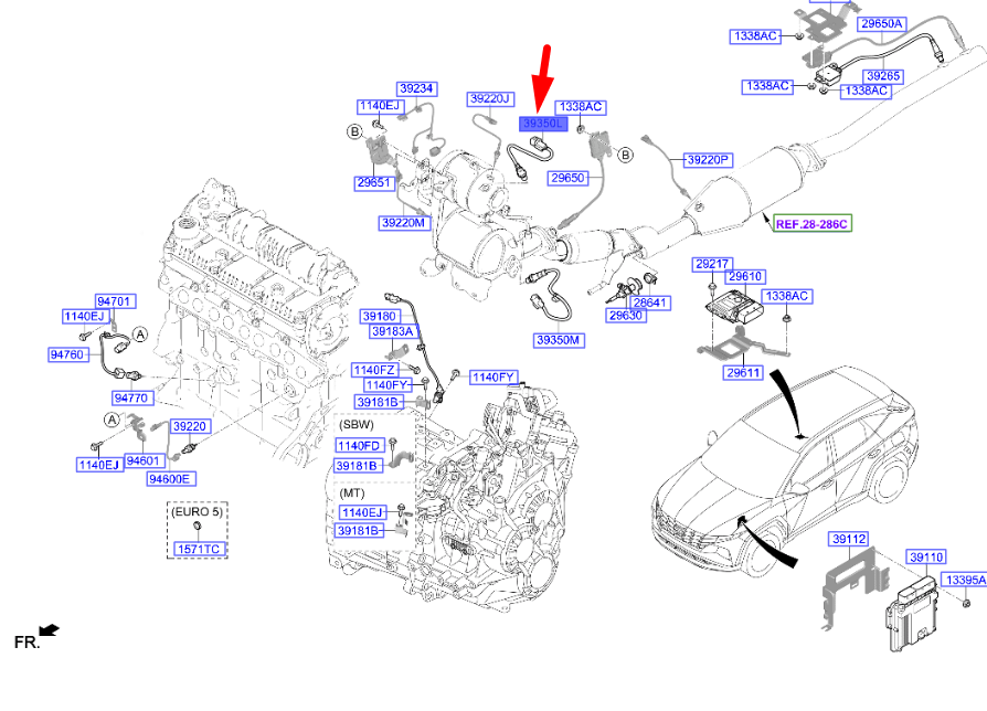 Hyundai Tucson 2019-2020 Lambda Oxygen Sensor 393502U001 for sale ...
