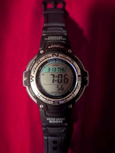 Casio Twin Sensor Watch Men Digital Compass Black 3157 SGW-100 200M | eBay