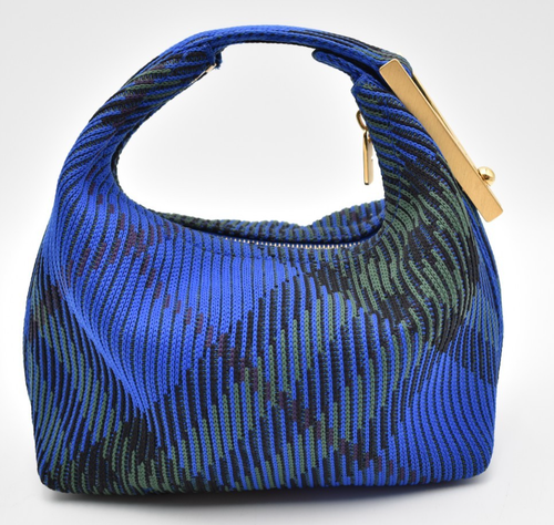 Burberry Peg Check Knitted Duffle Mini Knight Blue w/Box, Tags, & Dust ...