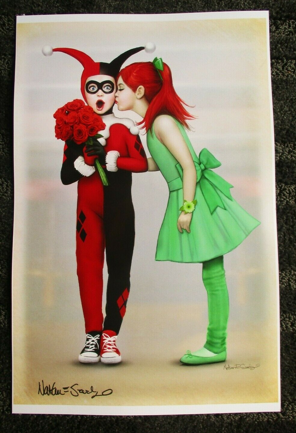 NATHAN SZERDY SIGNED 11X17 ART PRINT HARLEY QUINN & POISON IVY AS ...