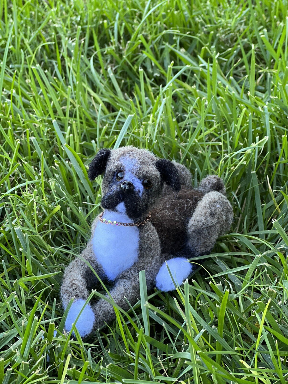 NEEDLE FELTED ARMATURE BOXER DOG SCULPTURE HAND MADE ONE OF A KIND NEW ...