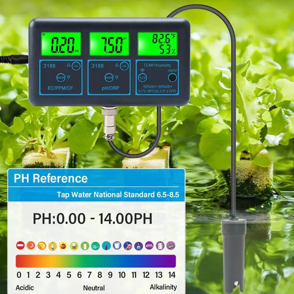 7in1 Smart Wifi Monitor Fish Tank Pool Water Quality Meter PH ORP EC ...