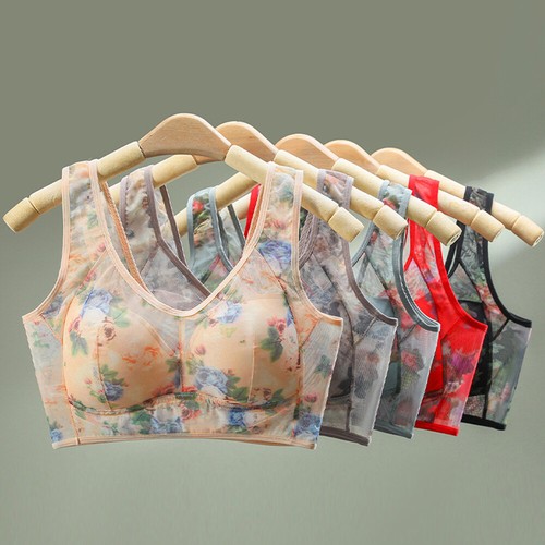 Women Lace Bra Underwear Push Up Bras Tank Vest Underwired Mesh Thin ...