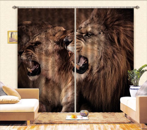 3D Ferocious Lion ZHUA3814 Animal Photo Curtain Window Blockout Fabric ...