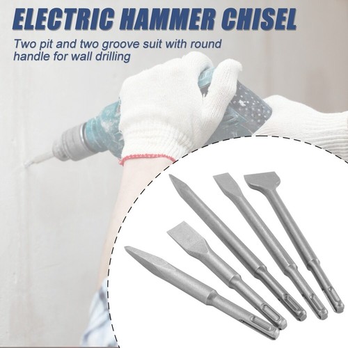 5pcs 250mm Chisels Set Point Groove Gouge Flat Chisel Electric Hammer ...